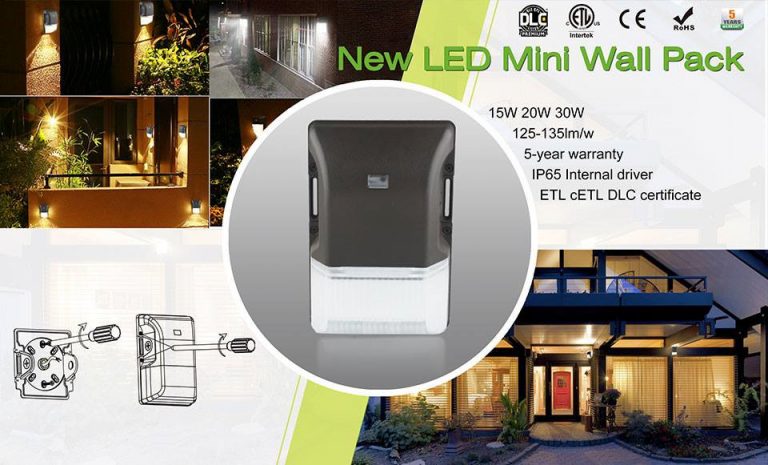 15W Mini Led Wall Pack With Photocell Sensor Frosted Lens