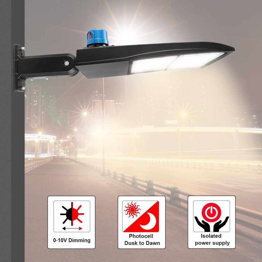 300W LED Shoebox Pole Lights Photocell/Motion Sensor function 1000W HID ...